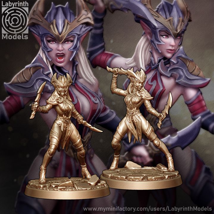3D Printable Dark Elf Black Widows (Remastered) - 32mm scale by Labyrinth Models